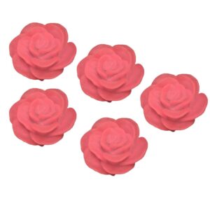 Uonlytech 5 Pcs Flameless Candle Flower Night Light LED Tea Lights Waterproof Floating Rose for Pool Garden Fish Tank Wedding Party Decor Pink