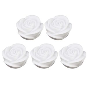 uonlytech 5 pcs flameless candle flower night light led tea lights waterproof floating rose for pool garden fish tank wedding party decor white