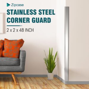 Zipcase Stainless Steel Wall Corner Guard 2 x 2 x 48 inch, Pack of 10 Metal Wall Corner Protector with 90-Degree Angle for Wall Protection and Decoration.