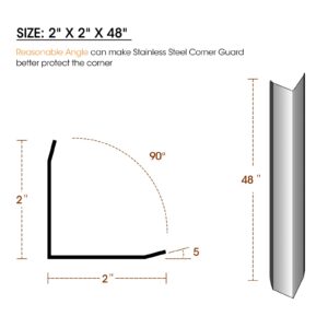 Zipcase Stainless Steel Wall Corner Guard 2 x 2 x 48 inch, Pack of 10 Metal Wall Corner Protector with 90-Degree Angle for Wall Protection and Decoration.