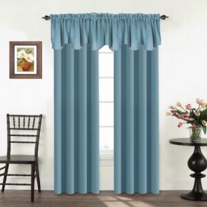 Turquoize Blackout Curtain Valances Solid Rod Pocket Scalloped Valances Short Curtain Panels for Kitchen Window/Bedroom/Barthroom, 52" x 18" Inches, 4 Panels, Citadel