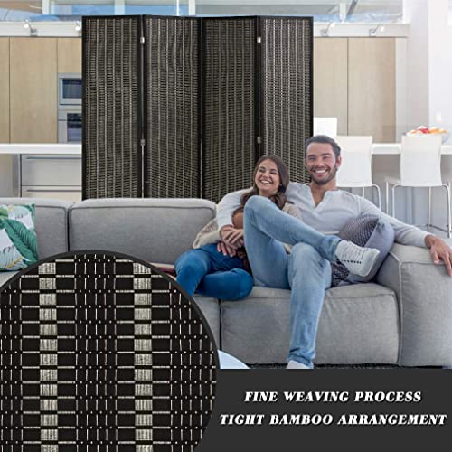 Bamboo Room Divider Folding Privacy Screen 4 Panel 72 Inches High 17.7 Inches Wide Room Divider for Living Room Bedroom Study,Black