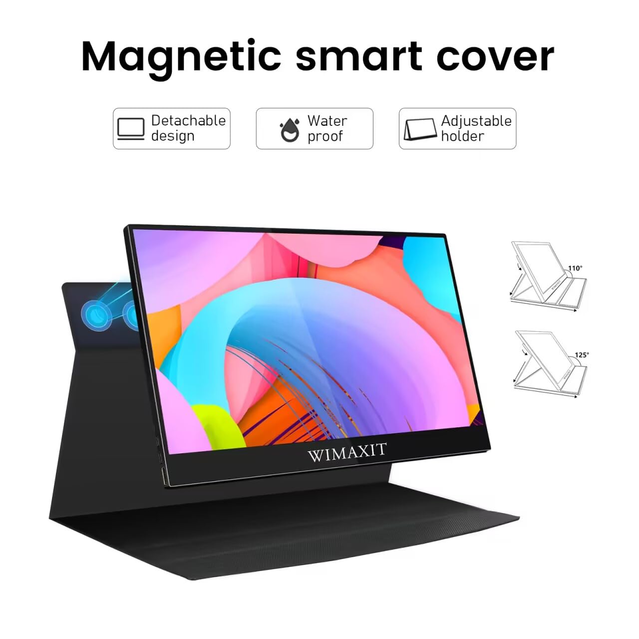 WIMAXIT 15.6" Touch Screen Portable Monitor - FHD 1080P, USB C and HDMI Connectivity, IPS Panel for Gaming and Work with Leather Cover and VESA Mount