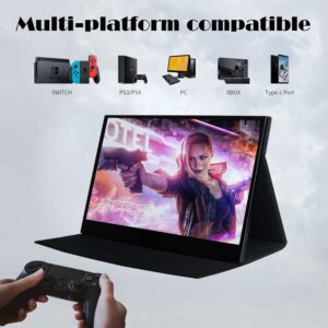 WIMAXIT 15.6" Touch Screen Portable Monitor - FHD 1080P, USB C and HDMI Connectivity, IPS Panel for Gaming and Work with Leather Cover and VESA Mount