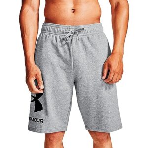 under armour mens rival fleece big logo shorts , mod gray light heather (011)/black , medium