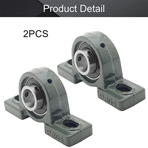 Othmro Pillow Block Bearings,2Pcs UCP204 Flanged Pillow Block Bearing 0.79inch Bore Diameter Bearing Steel/Cast Iron Self Aligning Pillow Block Flange Mounted Bearing with Set Screw Lock