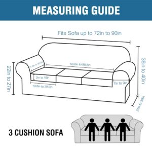 H.VERSAILTEX Modern Velvet Plush 4 Piece High Stretch Sofa Slipcover Sofa Cover Furniture Protector Form Fit Luxury Thick Velvet Sofa Cover for 3 Cushion Couch Width Up to 90 Inch (Sofa,Peacock Blue)