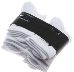 nike 6 pairs young athletes cushioned crew socks; white (10c-3 year old)