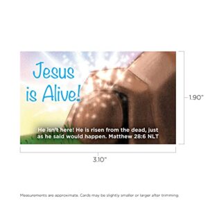 Jesus is Alive (Empty Tomb), Matthew 28:6, Bulk Pack of 25 Easter Affirmation Scripture Cards for Kids, Pass it On Christian Bible Verse Cards for Sunday School, Childrens Church & Youth Ministry