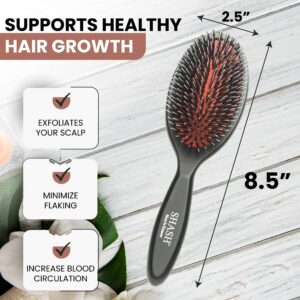 Since 1869 Hand Made In Germany - Nylon Boar Bristle Brush Suitable For Normal to Thick Hair - Gently Detangles, No Pulling or Split Ends - Softens and Improves Texture, Stimulates Scalp (Medium)