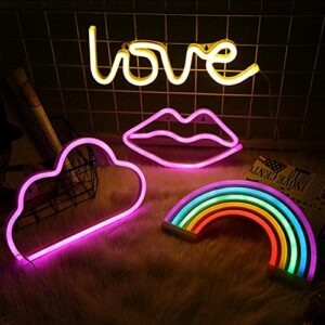 MorTime Cute Neon Signs, LED Neon Light for Party Supplies, Girls Room Decoration Accessory, Table Decoration, Children Kids Gifts (Lip Shaped)