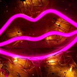 MorTime Cute Neon Signs, LED Neon Light for Party Supplies, Girls Room Decoration Accessory, Table Decoration, Children Kids Gifts (Lip Shaped)