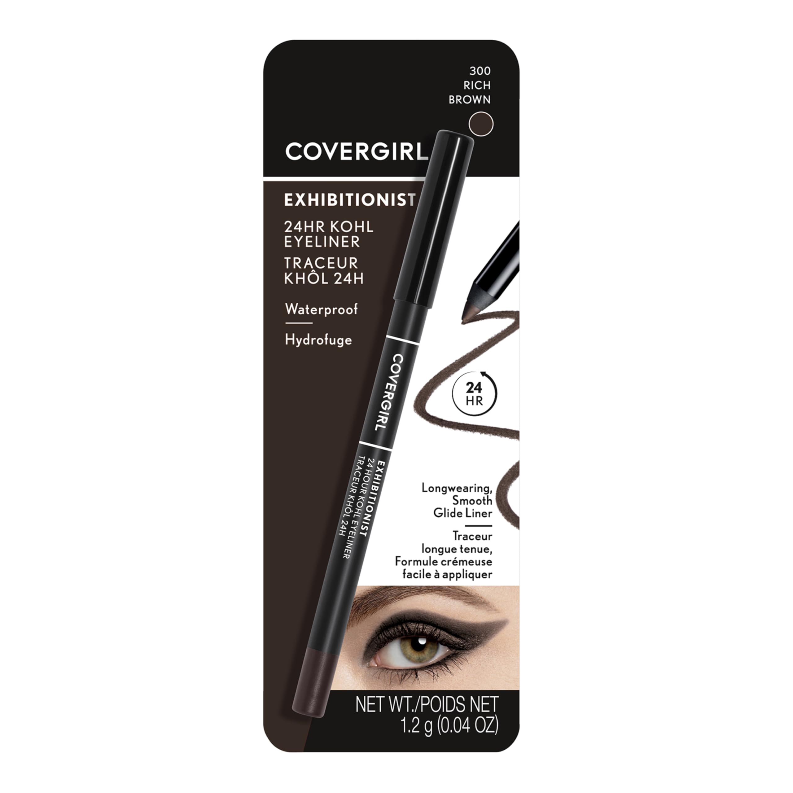 COVERGIRL Exhibitionist 24-Hour Kohl Eyeliner, Rich Brown, 0.04 Ounce (Pack of 1)