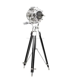 nagina international nautical retro classic theater collectible steel tripod searchlight lamp | movie props authentic nautical floor lamp light with heavy large | living room spot light lamp