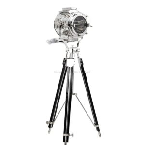 Nagina International Nautical Retro Classic Theater Collectible Steel Tripod Searchlight Lamp | Movie Props Authentic Nautical Floor Lamp Light with Heavy Large | Living Room Spot Light Lamp