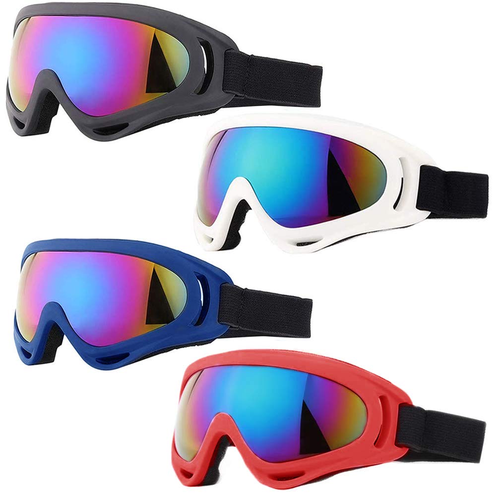 Peicees Pack of 4 Ski Goggles for Women Men Kids Snow Sports Motorcycle Snowboard Goggles