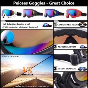 Peicees Pack of 4 Ski Goggles for Women Men Kids Snow Sports Motorcycle Snowboard Goggles