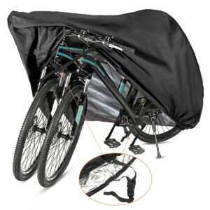 bike cover for 2 or 3 bikes, xl waterproof outdoor bicycle cover oxford fabric storage rain sun uv dust wind proof motorcycle covers for mountain road electric bike tricycle cruiser (xl)