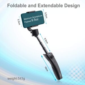 Filmtacy Handheld Gimbal, Gimbal stabilizer with Tripod for iPhone 11/11pro/11pro max/Xs/Xs Max/Xr/X, for Android, Samsung, Lightweight Extended and Foldable, for Vlog YouTube Live Video TikTok