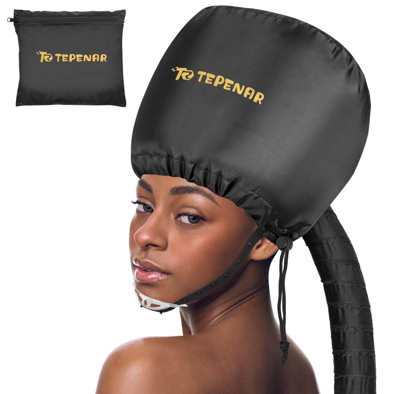 TEPENAR Bonnet Hair Dryer Attachment, Upgraded Soft Adjustable Large Hair Drying Bonnet for Hand Held Hair Dryer, Easy to Use for Natural Curly Textured Hair Care and Speeds Up Drying Time at Home