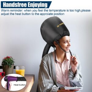 TEPENAR Bonnet Hair Dryer Attachment, Upgraded Soft Adjustable Large Hair Drying Bonnet for Hand Held Hair Dryer, Easy to Use for Natural Curly Textured Hair Care and Speeds Up Drying Time at Home