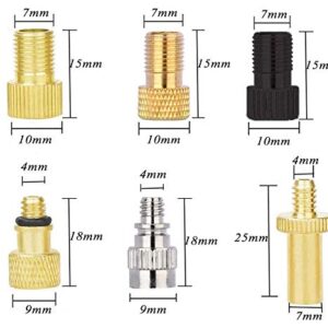 Rpuomtz 11 PCS Brass Presta and Schrader Valve Adapter, Bike Tire Valve Adapters, Pump Ball Needle Nozzle Inflator Kit for Gym Balloon Toy Pump