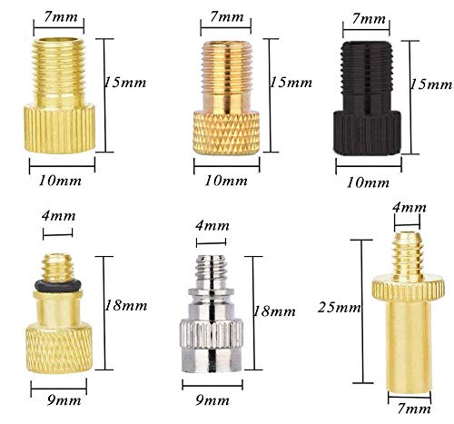 Rpuomtz 11 PCS Brass Presta and Schrader Valve Adapter, Bike Tire Valve Adapters, Pump Ball Needle Nozzle Inflator Kit for Gym Balloon Toy Pump