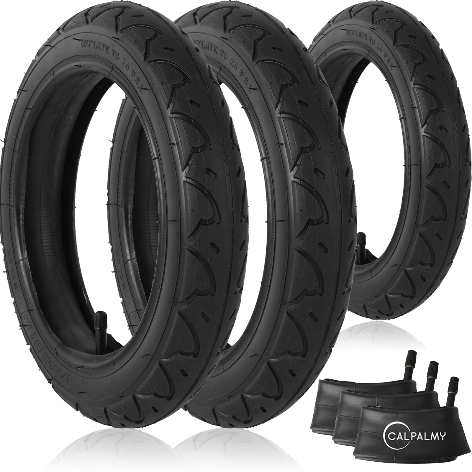 12.5'' Front and 16'' Back Wheel Replacement Tubes and Tires | Compatible with BoB Stroller Tire Tube Revolution SE/Pro/Flex/SU/Ironman - Made from BPA/Latex Free Butyl Rubber