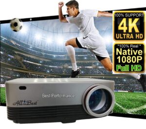 allforbest full hd led, native 1080p projector, support 4k,5500 lux,support 300” display, hdmi vga usb, compatible with tv box xbox playstation laptop iphone android,perfect for home theater & ppt