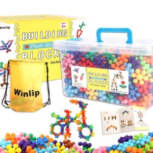 330 pcs building blocks, educational building toys stem toys building discs sets interlocking solid plastic for preschool toddlers girls and boys by winlip