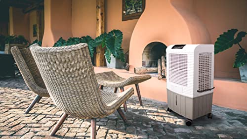 Hessaire MC26A Portable Evaporative Cooler, Humidifier, 2100 Cubic FPM, Cools 700 Sq. Ft., 2.5 GPH, White. For Garages, Shops, Patios, Pools, Workshops, Includes Remote Control for Ease of Operation