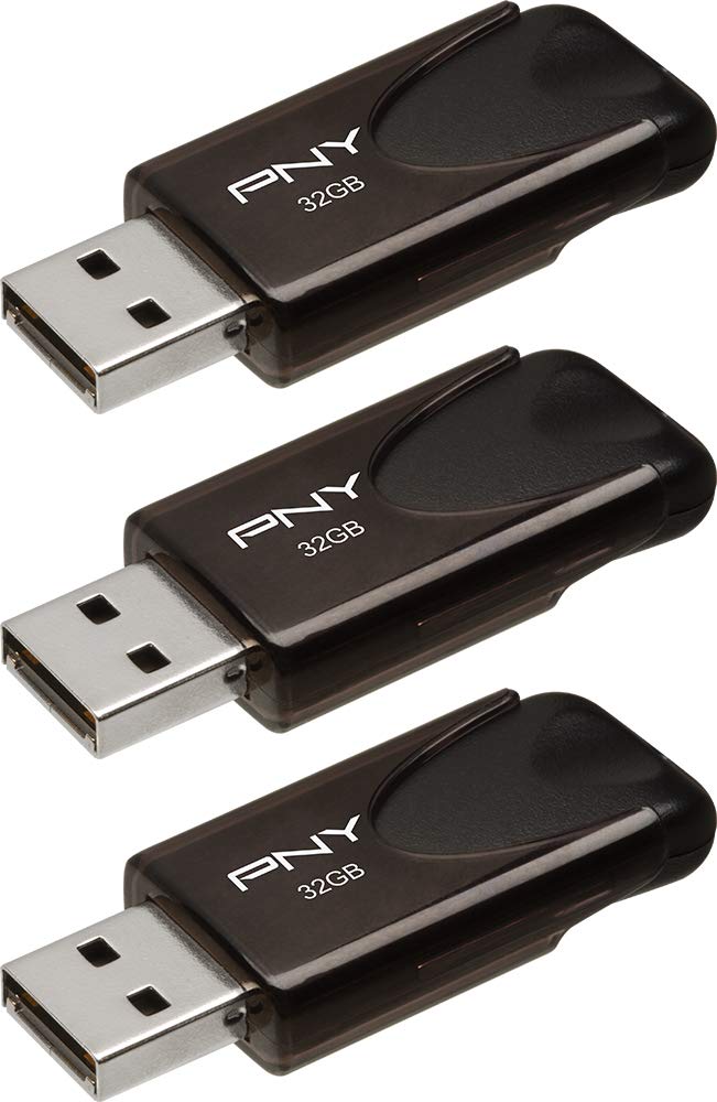 PNY 32GB Attaché 4 USB 2.0 Flash Drive 3-Pack, black