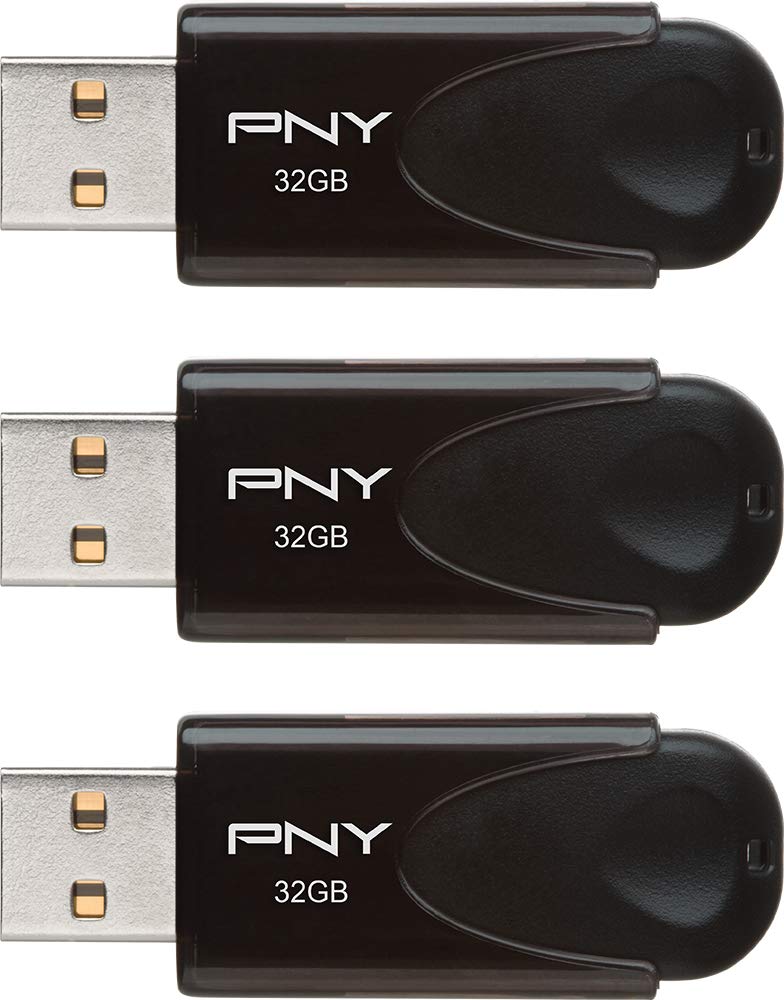 PNY 32GB Attaché 4 USB 2.0 Flash Drive 3-Pack, black