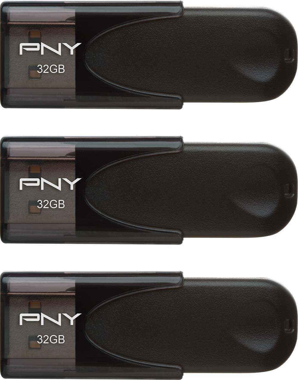 PNY 32GB Attaché 4 USB 2.0 Flash Drive 3-Pack, black