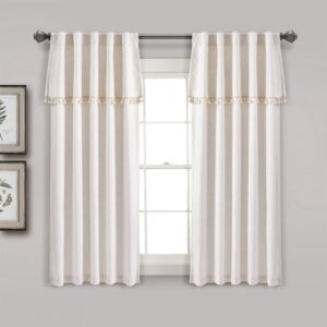 lush décor, neutral lush decor ivy tassel curtains | solid color window panel living, dining room, bedroom (pair), 63” x 40, 63" x 40"