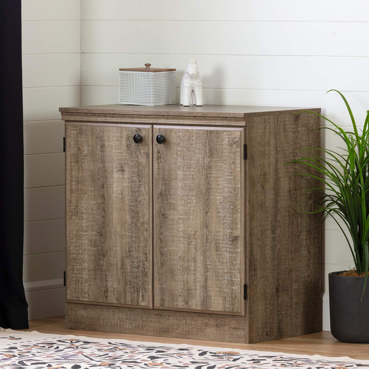 South Shore Morgan Small 2-Door Storage Cabinet-Weathered Oak