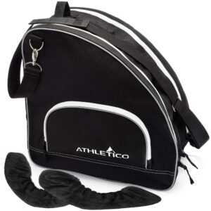 athletico ice skate bag + large skate blade cover - bundle includes skate bag for ice skates, figure skates, or hockey skates and blade cover to protect blades (black) (black, large)