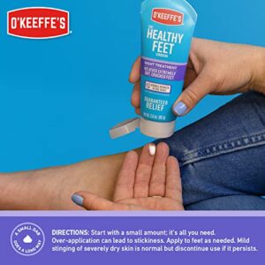 O'Keeffe's for Healthy Feet Night Treatment Foot Cream, Guaranteed Relief for Extremely Dry, Cracked Feet, Visible Results in 1 Night, 3.0 Ounce Tube, (Pack of 2)