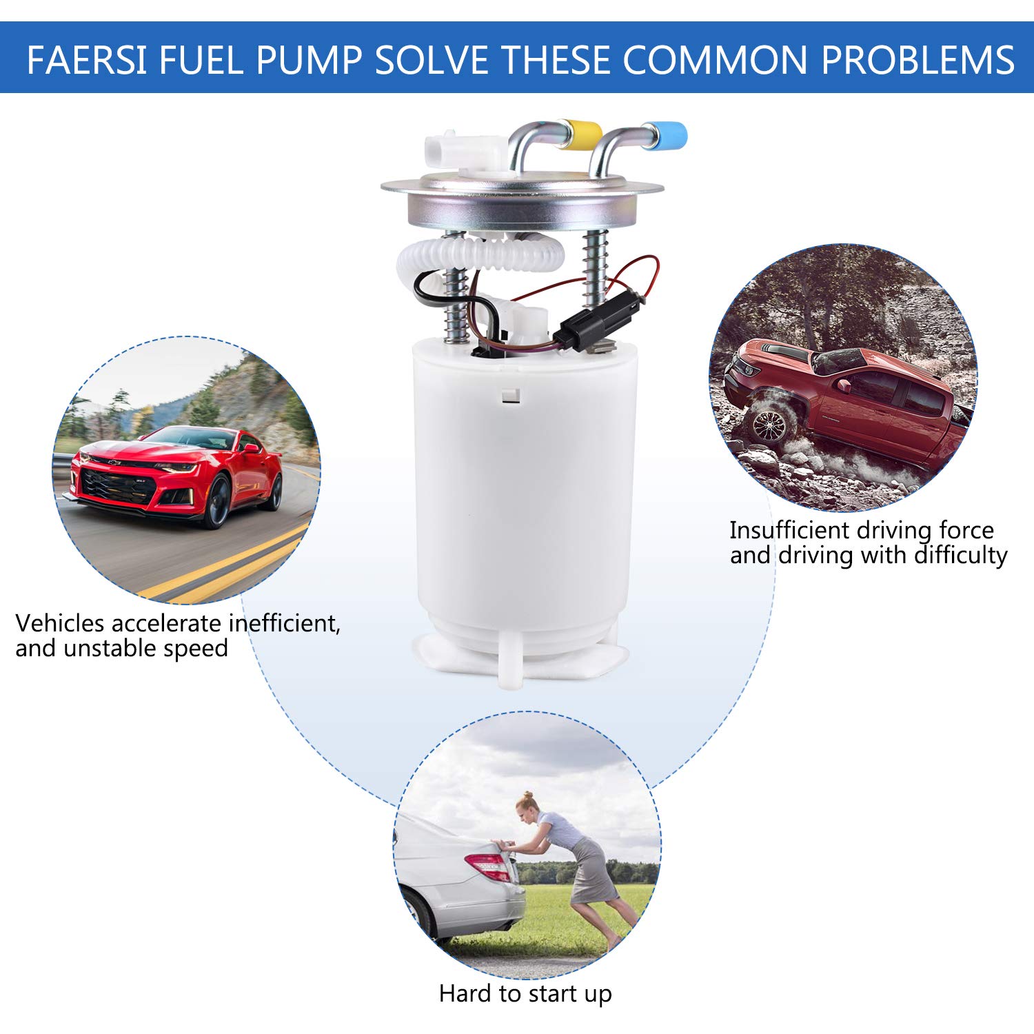 Fuel Pump Assembly w/Sensor Replace# E3549M Compatible with 02-04 Chevy Trailblazer & Trailblazer EXT; 04 Buick Rainier; 02-04 GMC & Oldsmobile Bravada; 03-05 Isuzu Ascender 4.2L I6/5.3L V8/4.3L V6