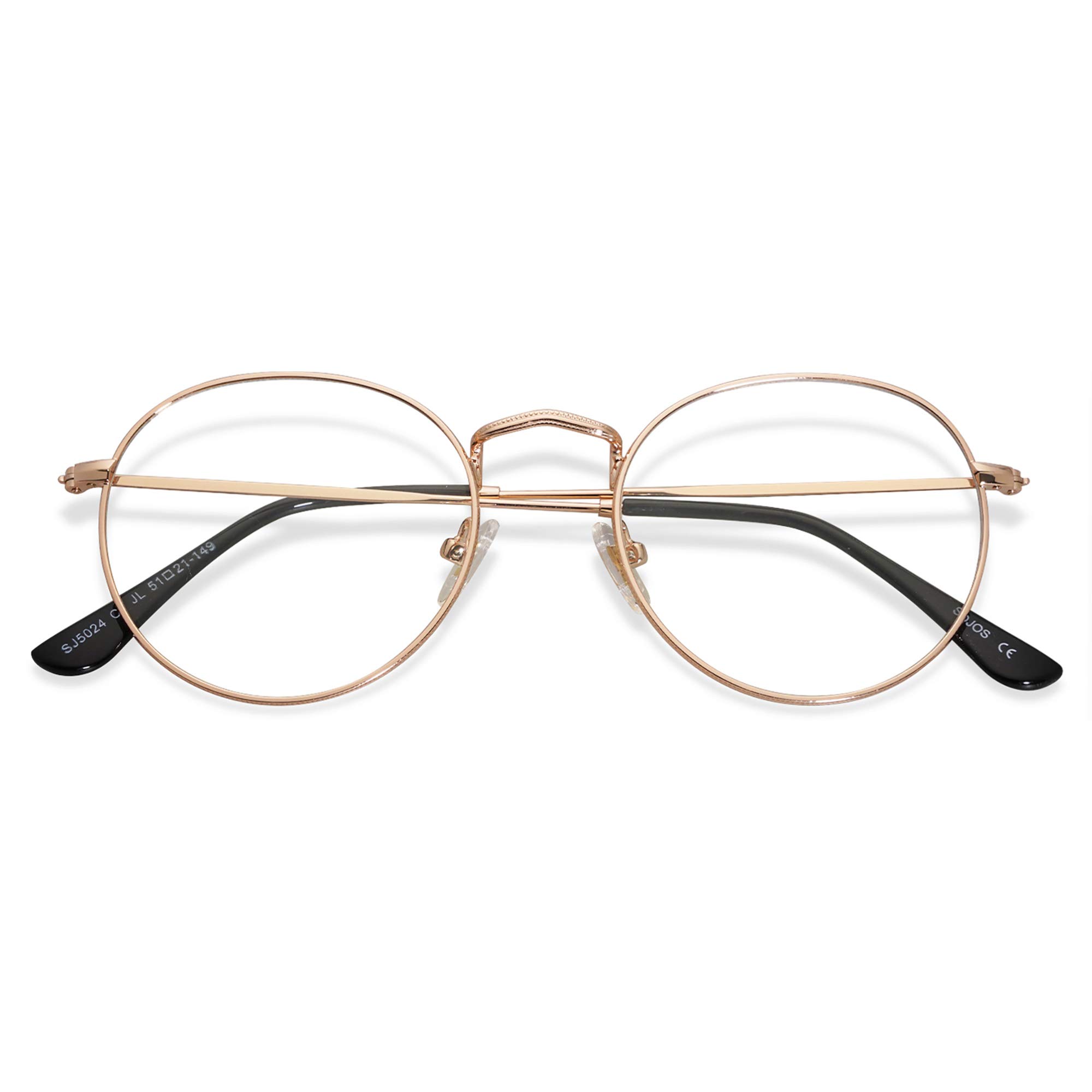 SOJOS Blue Light Blocking Computer Glasses Round Eyewear Anti Blue Light Lens Preppy Chic SJ5024 with Rose Gold Frame/Anti-Blue Light Lens