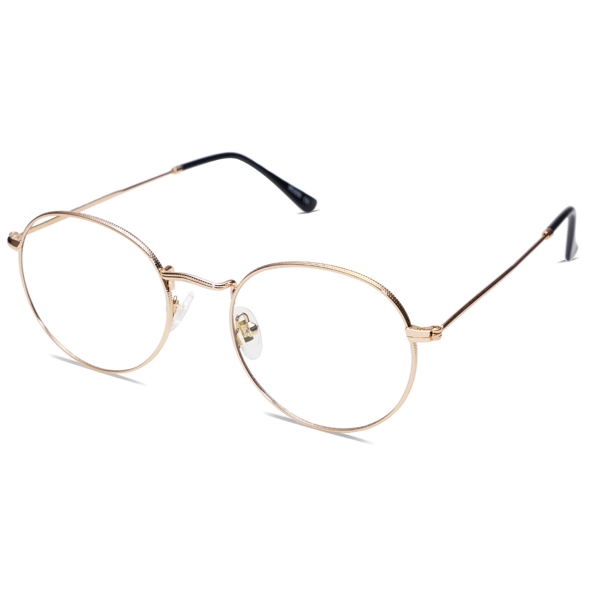 SOJOS Blue Light Blocking Computer Glasses Round Eyewear Anti Blue Light Lens Preppy Chic SJ5024 with Rose Gold Frame/Anti-Blue Light Lens