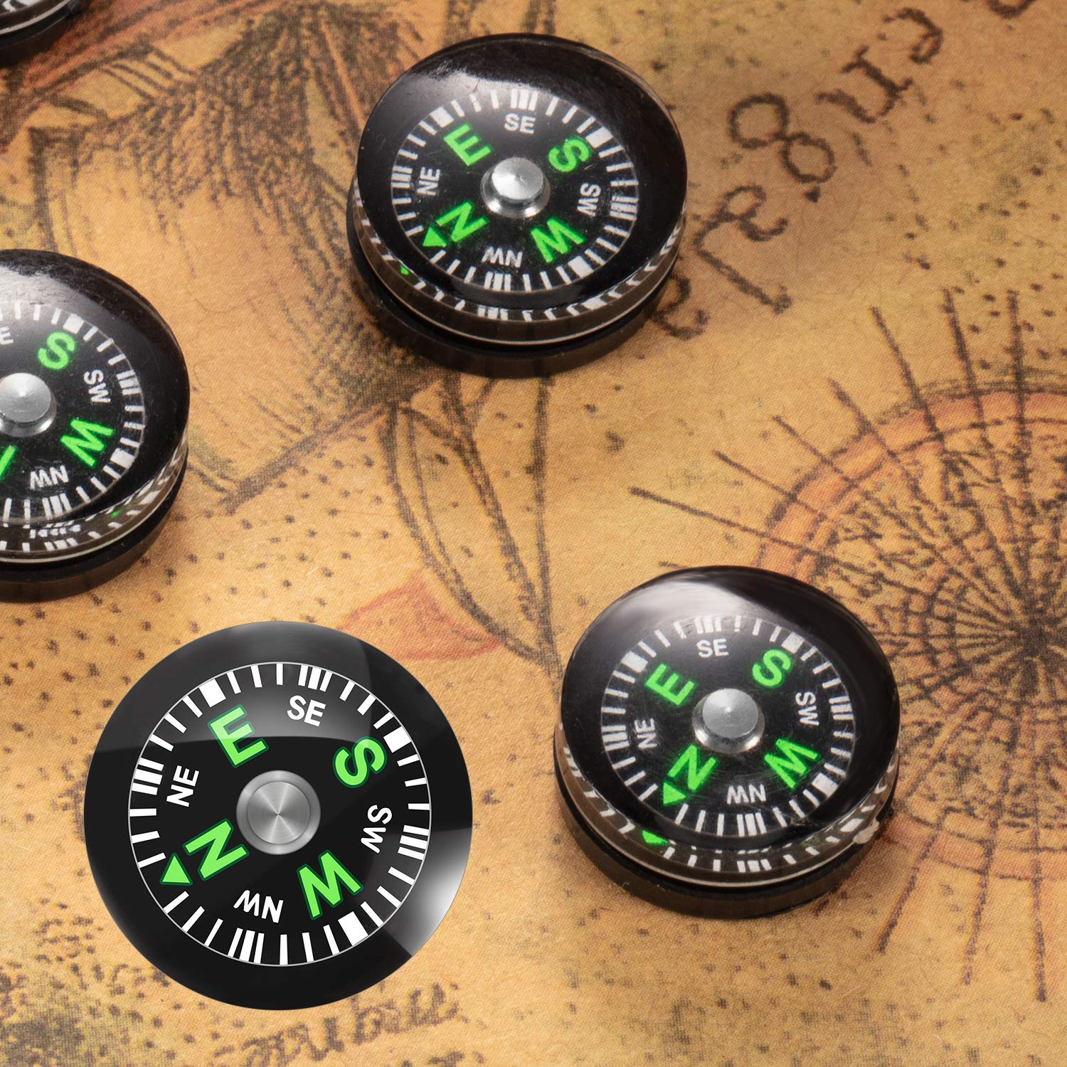 200 Pieces Button Compass Mini Black Survival Compass Oil Filled Compass for Camping Hiking Boating Touring