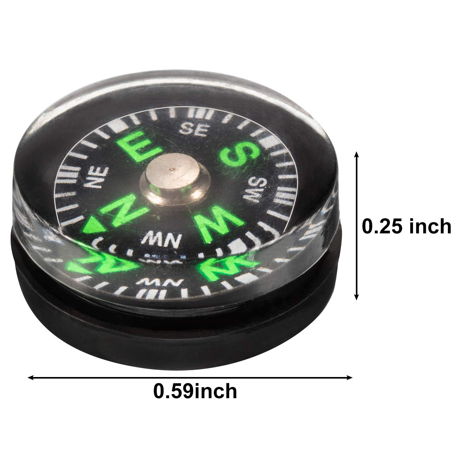 200 Pieces Button Compass Mini Black Survival Compass Oil Filled Compass for Camping Hiking Boating Touring