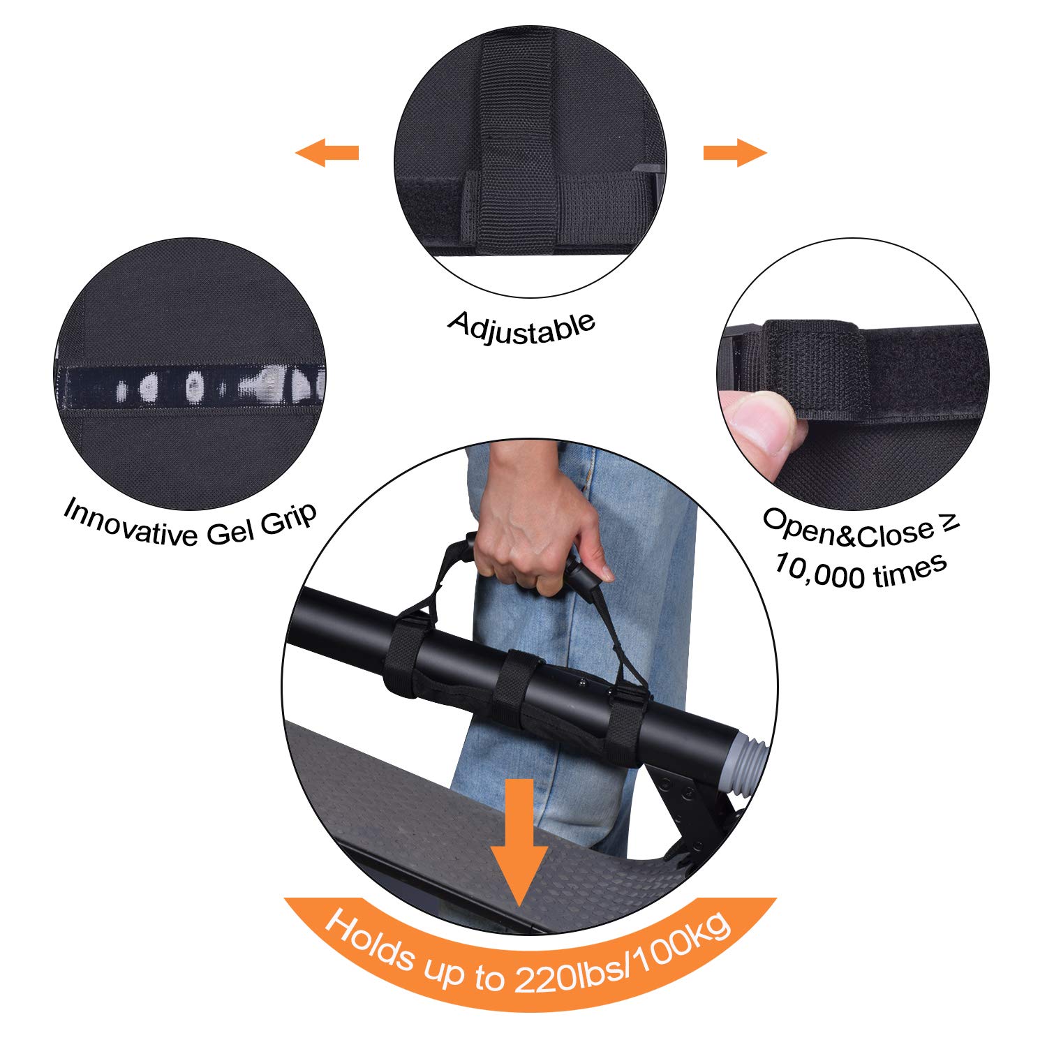 Epessa Hand Carrying Handle Strap for Kick Scooter Electric Scooter Folding Bike, Scooter Carry Strap with Innovative Gel Non-Slip,Compatible with Segway ES1/ES2/ES3/MAX Mijia M365/M365 Pro