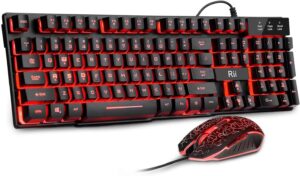 rii gaming keyboard and mouse set, 3-led backlit mechanical feel business office keyboard colorful breathing backlit gaming mouse for working or primer gaming,office device (rk108)