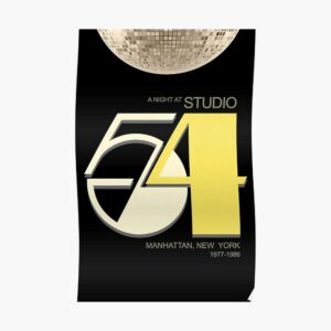 studio 54 - night club poster small (15 x 23.2 in) | posters wall art for college university dorms, blank walls, bedrooms | gift great cool trendy artsy fun awesome present