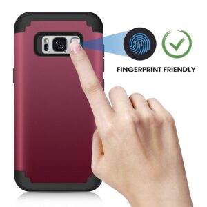 BENTOBEN Case for Galaxy S8 5.8", Heavy Duty Full Body Rugged Shockproof Hybrid Three Layer Hard Plastic Soft Rubber Bumper Protective Phone Cases Cover for Samsung Galaxy S8 5.8", Wine Red/Burgundy