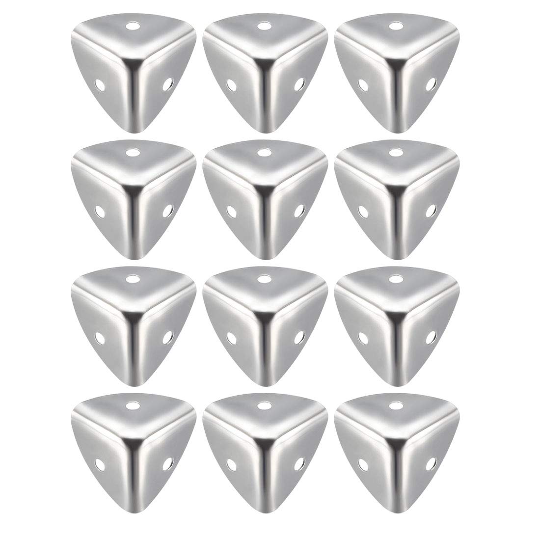 uxcell Metal Box Corner Protectors Edge Guard Protector 25 X 25 X 25mm Silver Tone 12pcs for Table Corners and Desk Corners