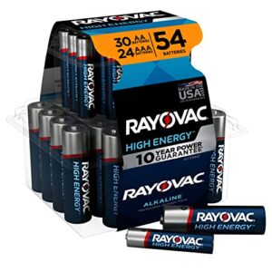 rayovac aa batteries & aaa batteries variety pack, 24 triple a battery and 30 double a battery (54 count)