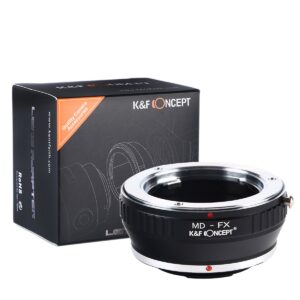 k&f concept lens adapter - fits fujifilm - x (fx) mount cameras for minolta md mount lenses + lens cleaning cloth